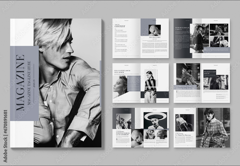 Simple Fashion Magazine Layout Stock Template | Adobe Stock
