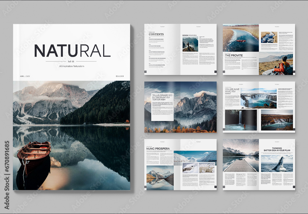 Simple Travel Magazine Layout Stock Template | Adobe Stock