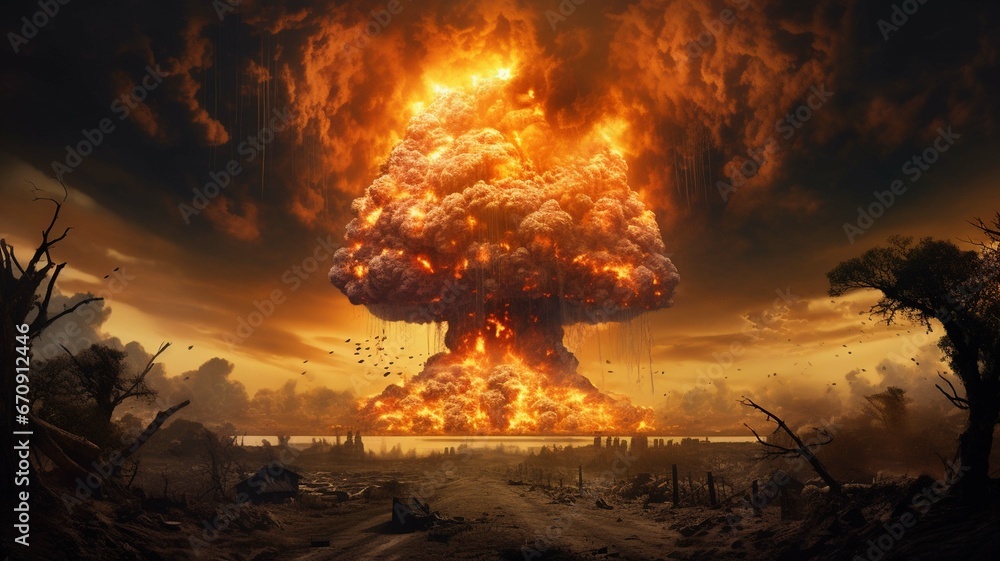 Atomic explosion, nuclear explosion, radioactive atoms, radiation Stock ...