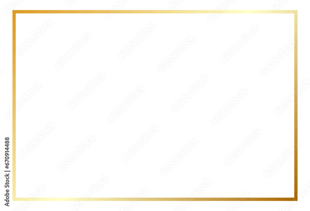 Elegant golden rectangular photo frame png border on transparent ...