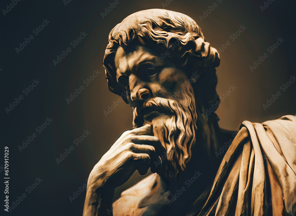 Ancient greek philosopher in dark background Stock Illustration | Adobe ...