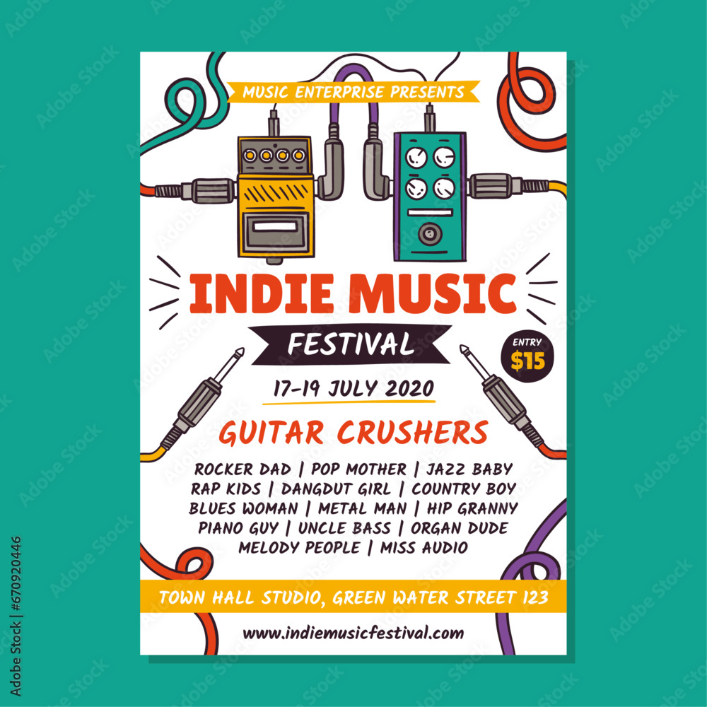 Indie Music Festival Poster Flyer Template Stock Vector | Adobe Stock