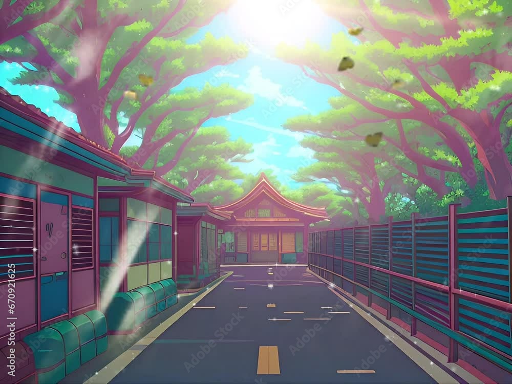 spring atmosphere in Japan, looping animated video, Cartoon or anime ...