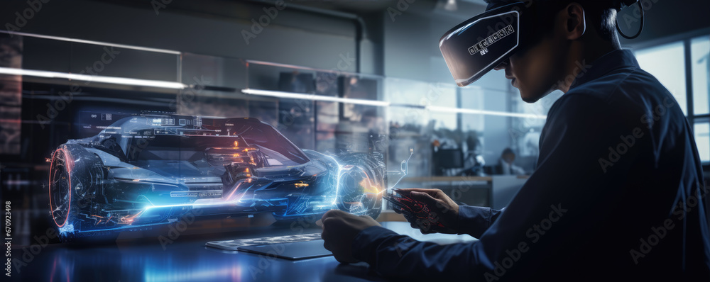 Automotive Engineer use technology of Virtual Electric Car in 3D Model ...