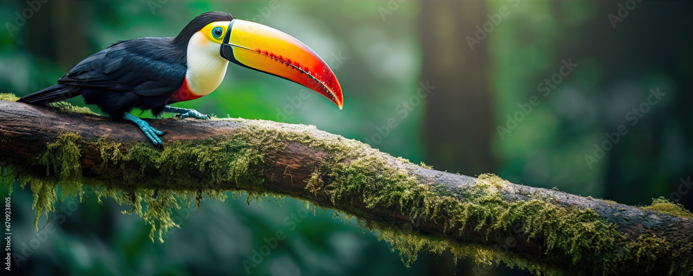 Toco toucan colorful bird (Ramphastos toco). Beautiful toucan bird in ...