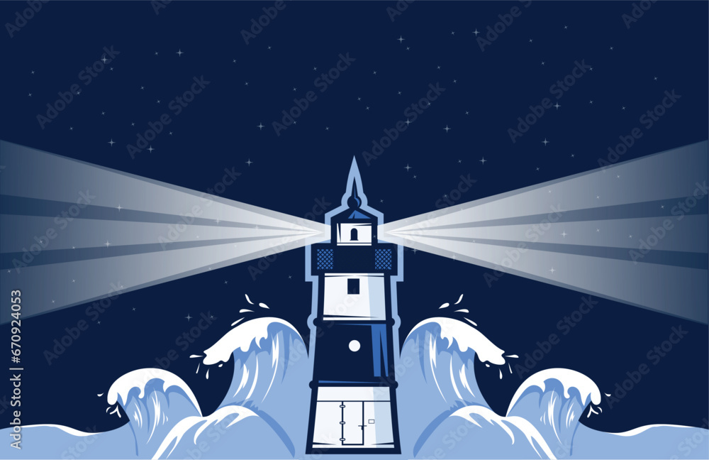 Vector illustration of a Lighthouse in Presque Isle City in Maine ...