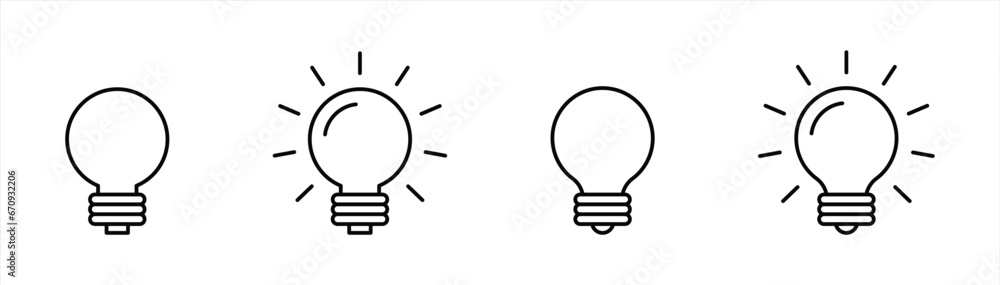 light bulb icon set. idea, lamp icon symbol sign. vector illustration ...