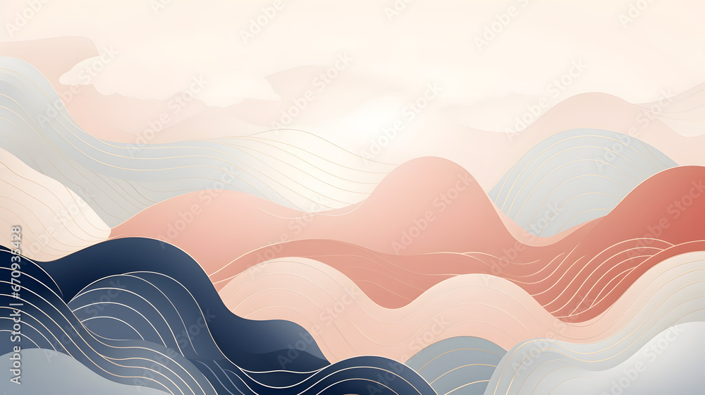 Japanese background with line wave pattern vector. Abstract template ...