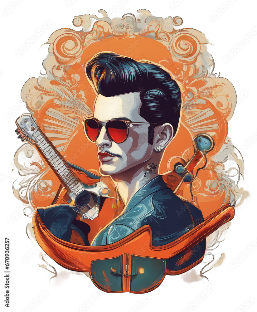 Rockabilly man clipart png vintage pin-up boy clipart 1950s old ...