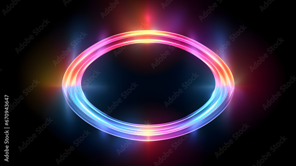Rainbow halo rays isolated on dark transparent background. Holographic ...