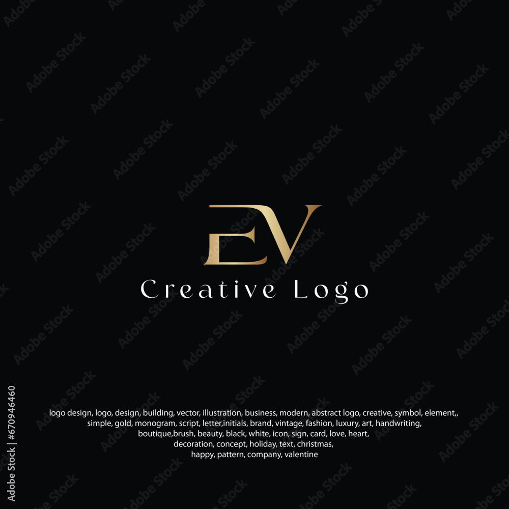 EV luxury logo or VE logo, EV icon, VE logo, modern logo, golden ...
