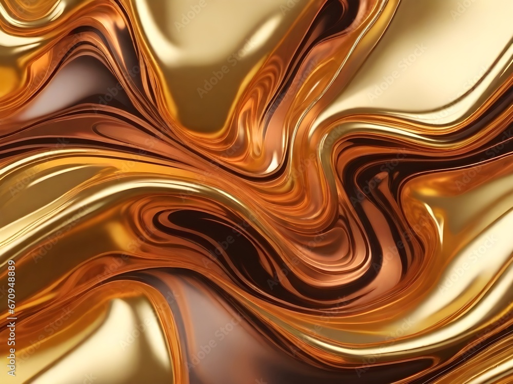 copper and gold liquid ink churning together, realistic texture in 8k ...
