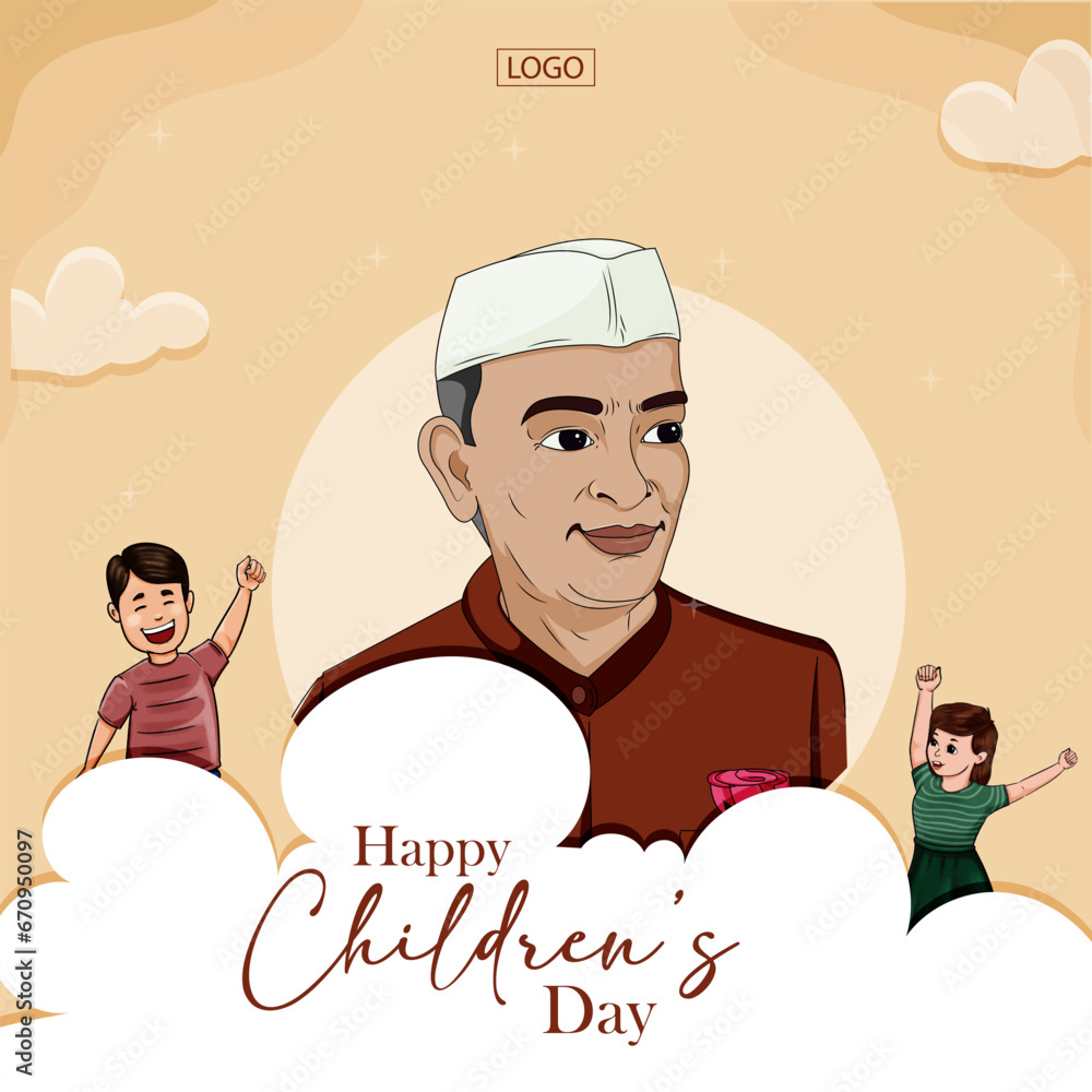 Vector illustration Indian childrens day celebration creative poster ...