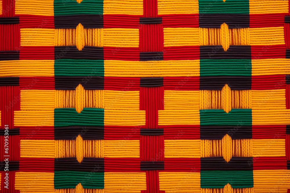 Kwanza Kente cloth background in yellow, green, red and black Stock ...
