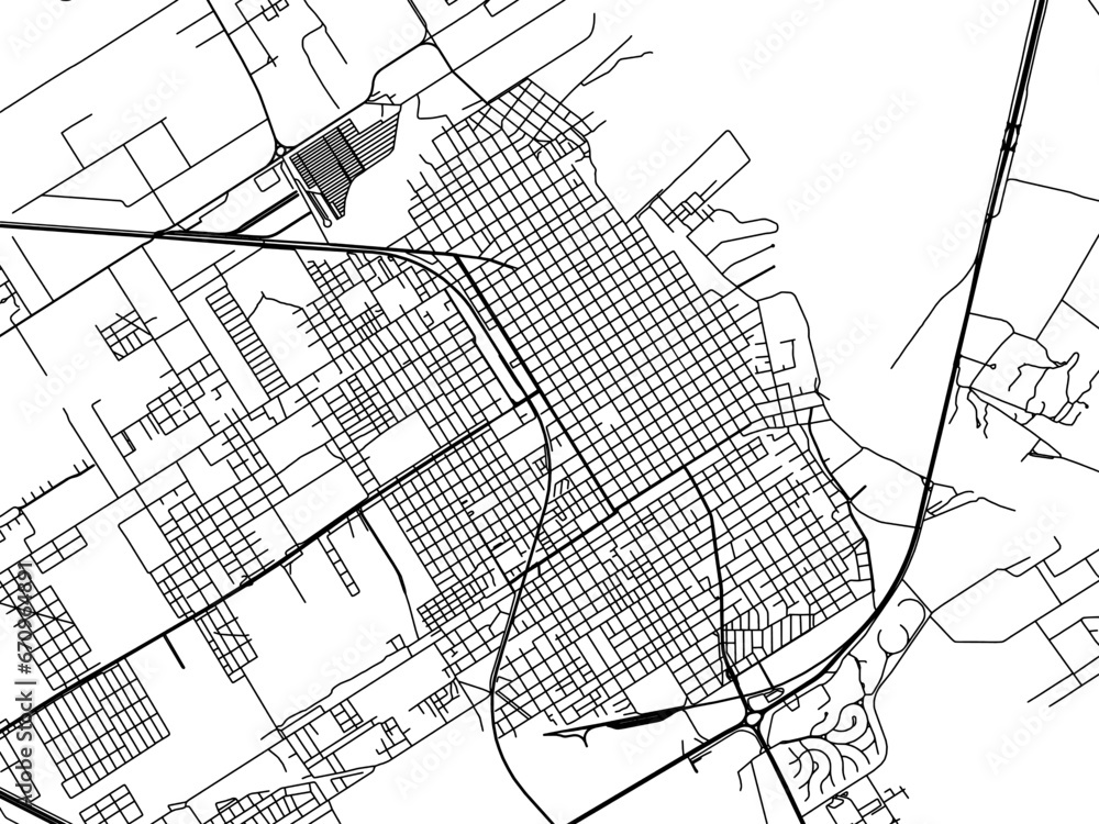 Vector road map of the city of Zarate in Argentina with black roads on ...
