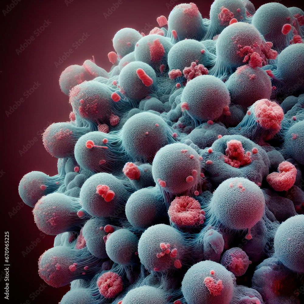 illustration of conceptual group of viruses seen under a electron ...