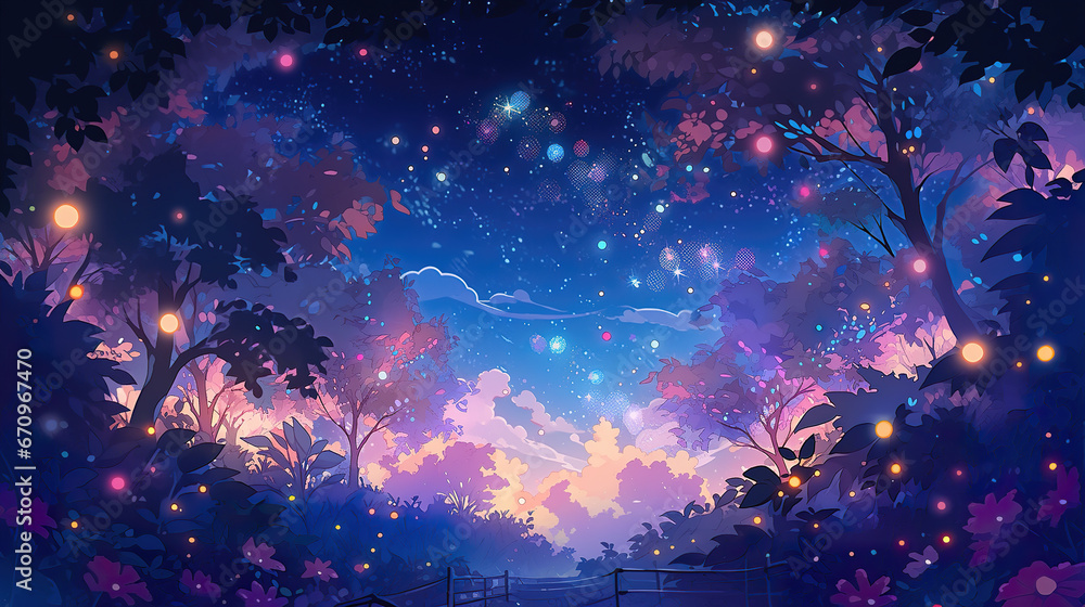 beautiful anime artwork of a magical place with a lot of stars Stock ...