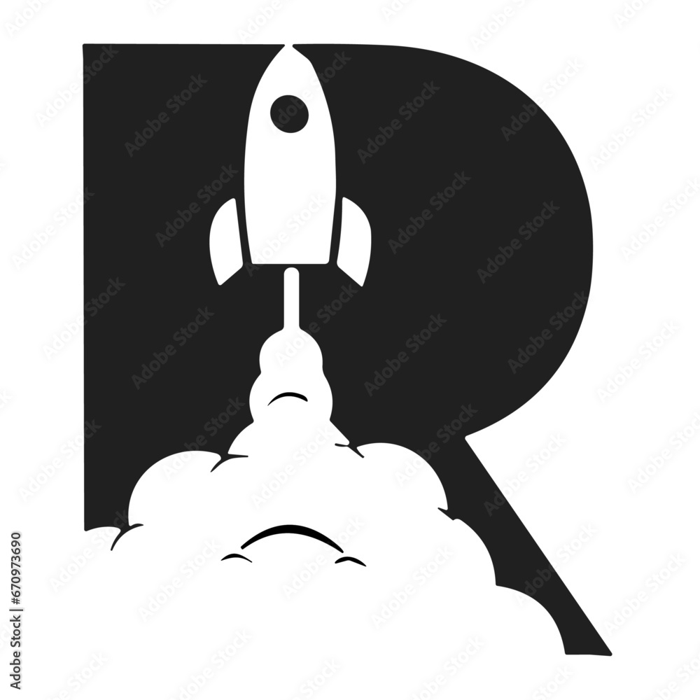 Dynamic Rocket and Letter R Logo for grouth investment or any startups ...