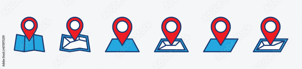 Map icon set. Map icon with location pin icon symbol. Map picture, map ...