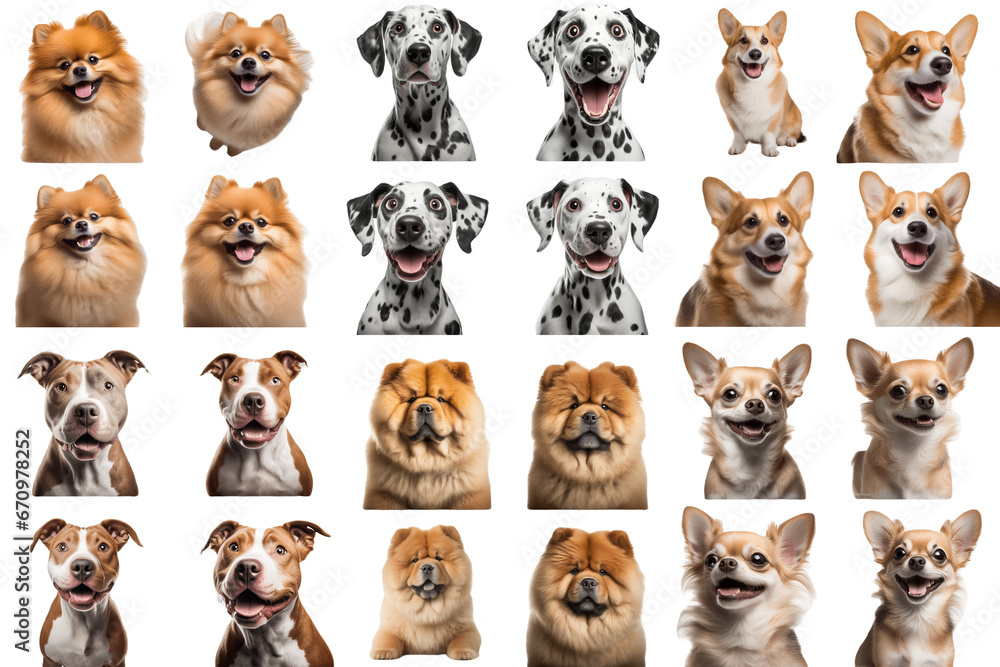 Collection of dogs of various breeds on a transparent background. PNG ...