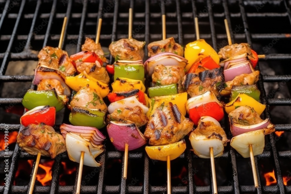 overhead view of a typical peruvian anticuchos on a grill Stock Photo ...