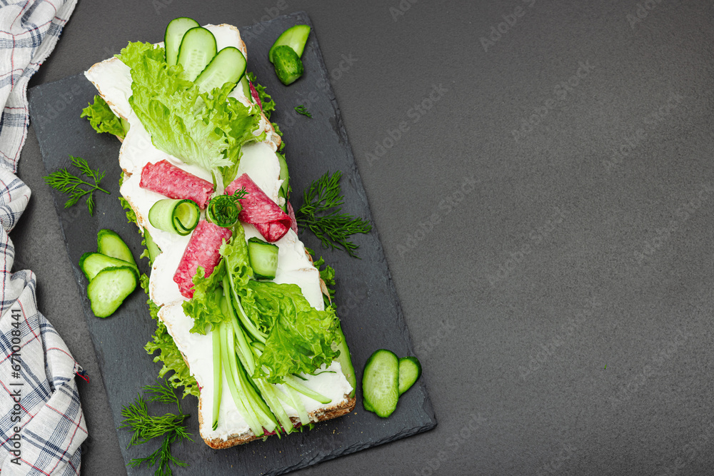 Swedish sandwich cake Smorgastarta. Traditional served cold snack ...