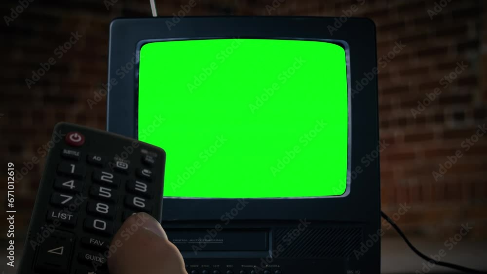 TV Green Screen Remote Control Changing Channels Retro Television Zoom ...