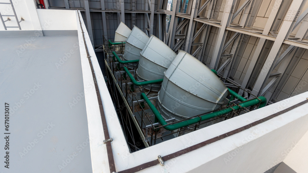Cooling towers in data center building. Air conditioning cooling towers ...