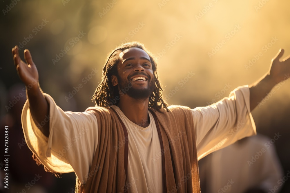 Black prophet. Black Jesus Christ. African american diversity. Arms ...