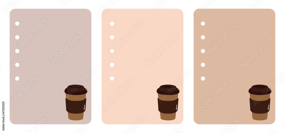 Set of coffee cup notes, To Do, Check list decorated templates. Set of ...