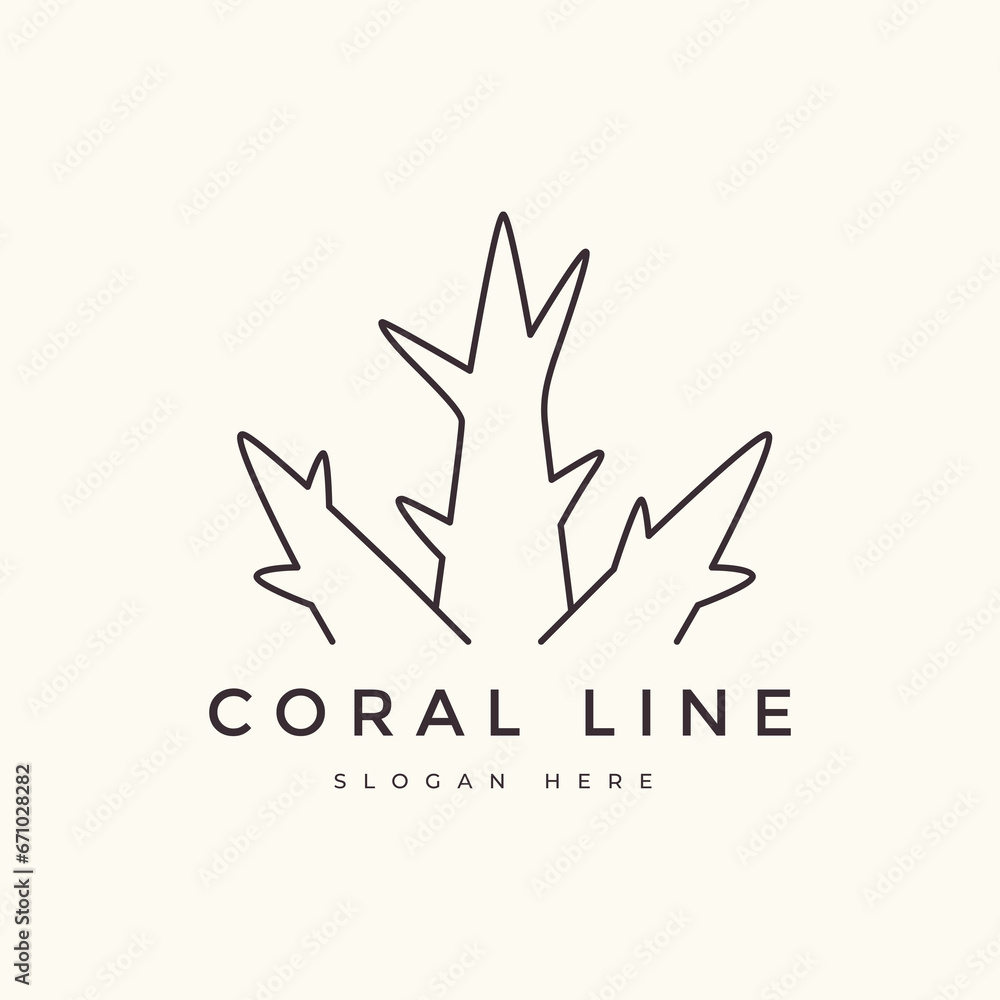coral nature aquatic undersea line logo design vector graphic Stock ...
