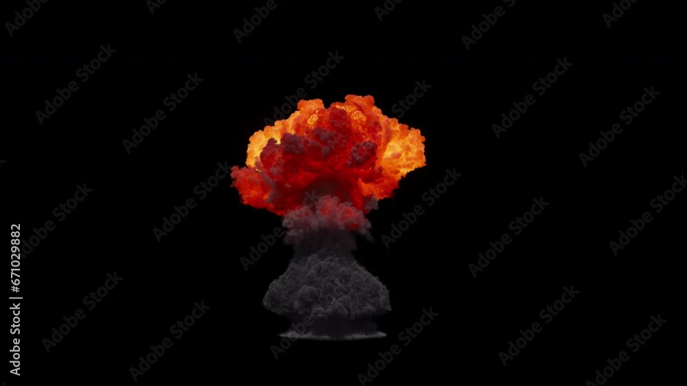 A huge nuclear bomb explosion Realistic animation of an atomic bomb explosion with fire, effect ...