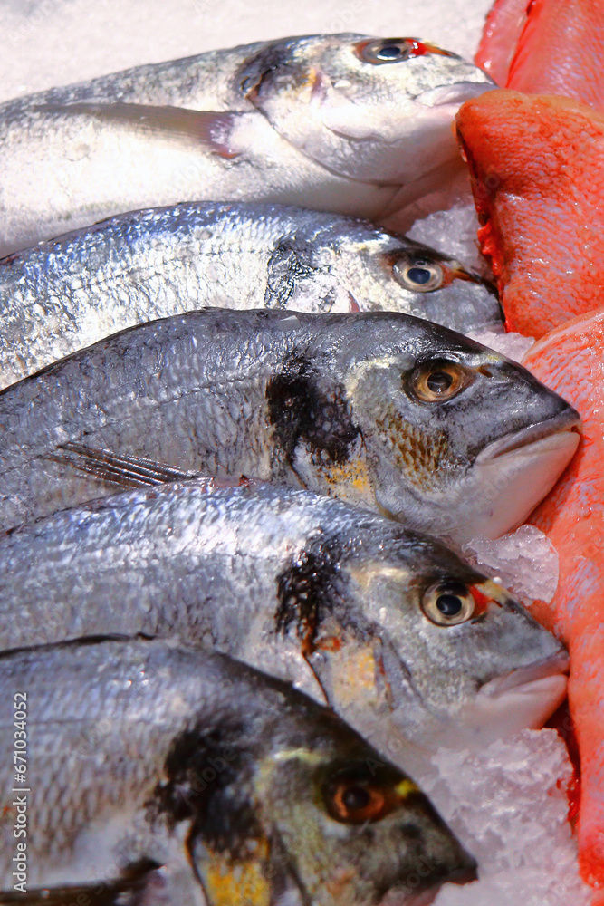 Fillet of Norwegian fish. Red fish.Silver carp.Gobusha steak. The pole ...