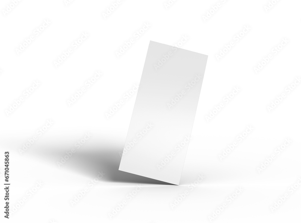 Blank 4x9 Rack Card Sized Flyers to present your design. 3d render on a ...