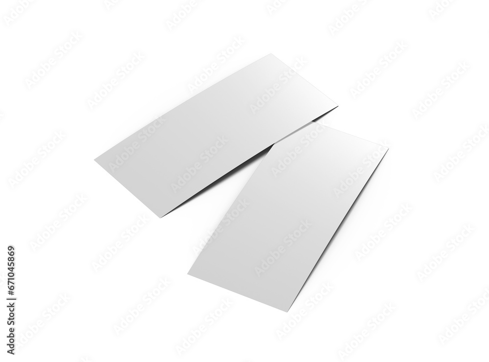 Blank 4x9 Rack Card Sized Flyers to present your design. 3d render on a ...