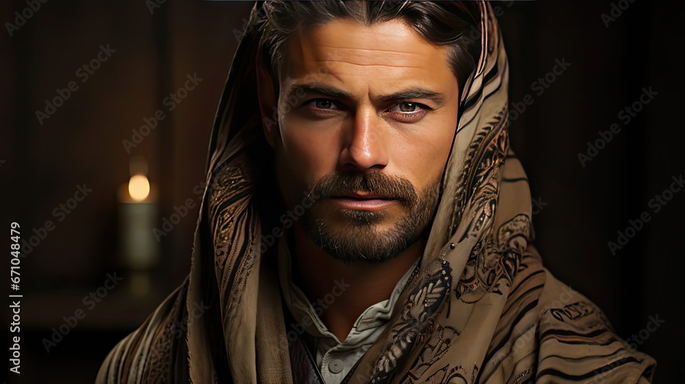 Arabic handsome man studio portraits. Man face portrait illustration ...