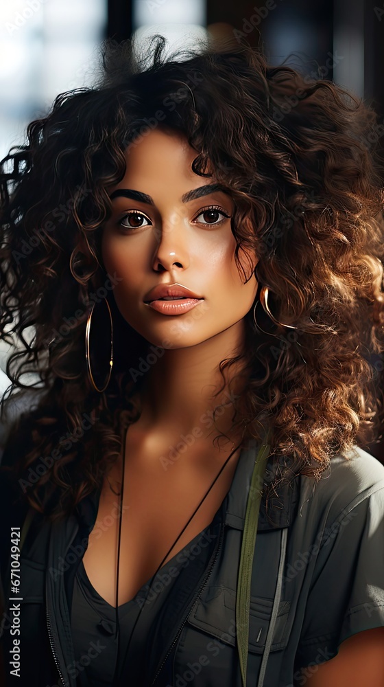 Calm Serious Beautiful Millennial African American Woman With Thick