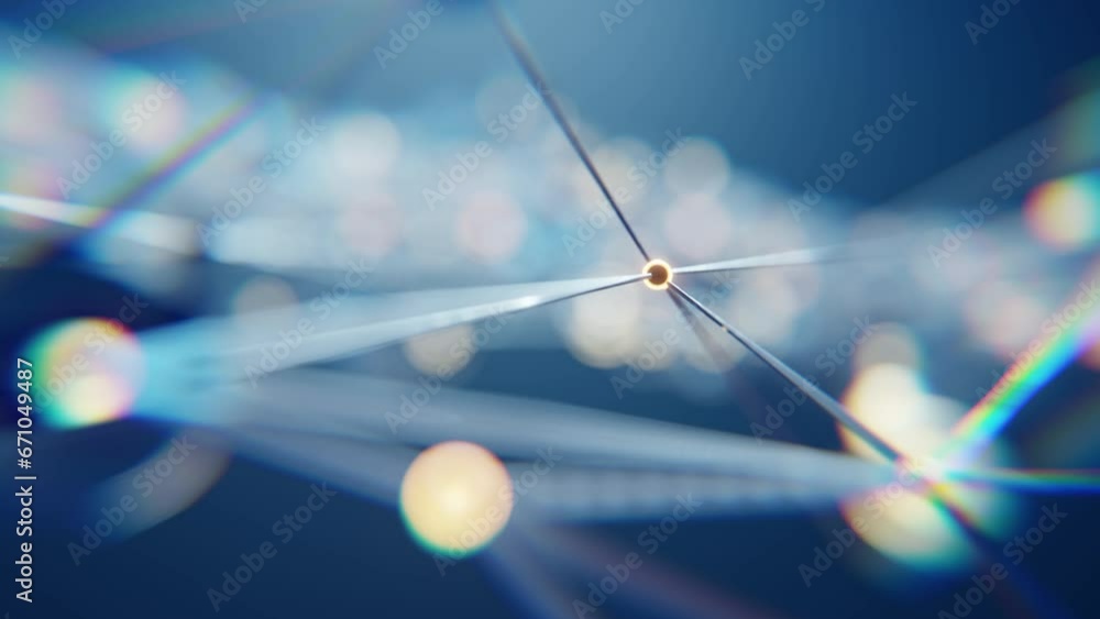 Loop of Plexus Structural Data Network Connection of Information. Dots and lines in the glowing ...