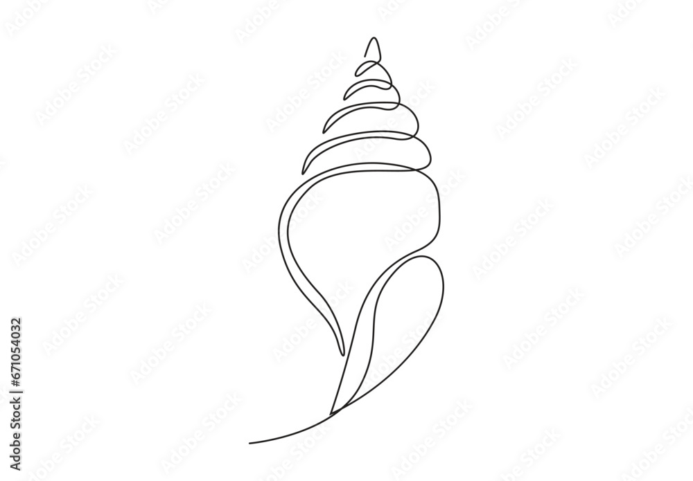 Triton shell continuous one line drawing. Isolated on white background ...