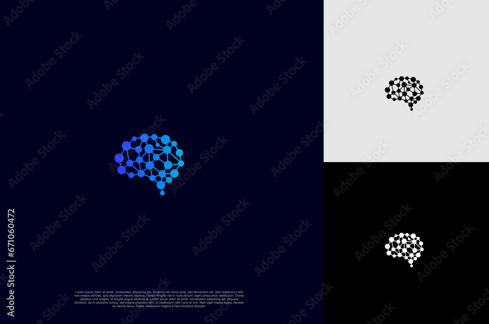abstract brain logo for science, learning. medical research, creative ...