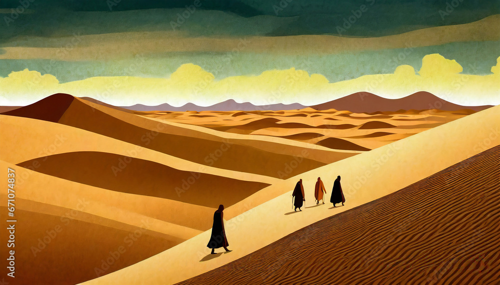 Wandering in the Desert Stock Illustration | Adobe Stock
