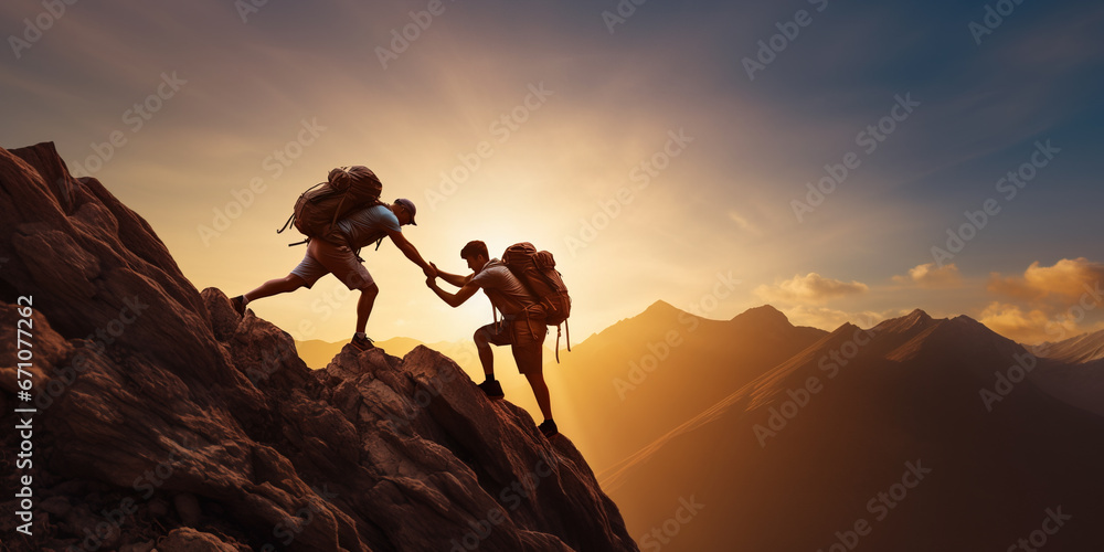 DE terminated hikers help each other pass over obstacles in attempt to ...