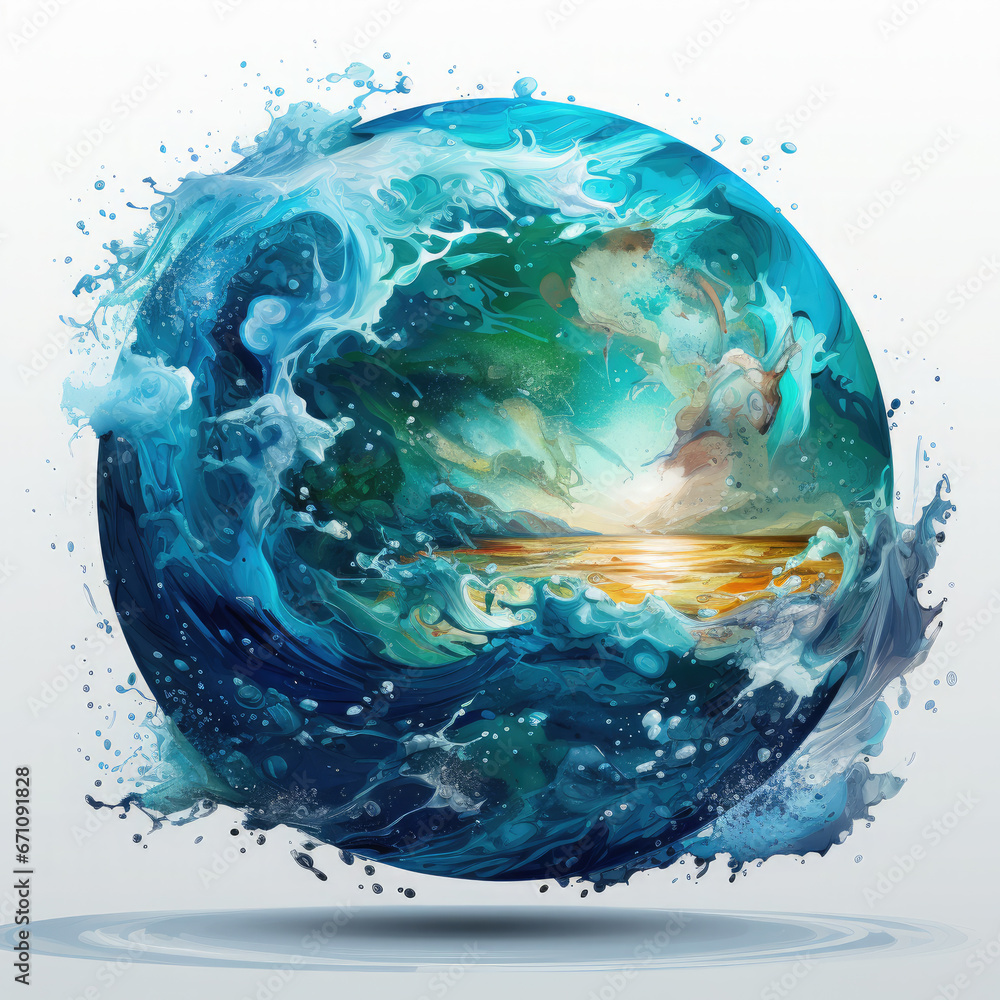 Watercolor Splash art globe white background Clipart, Generative Ai ...