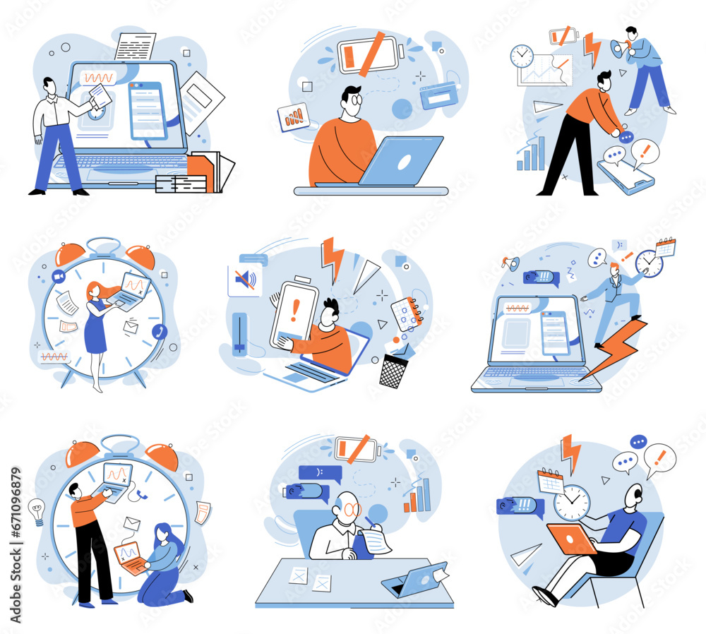 Working hard vector illustration. Finding effective strategies to ...