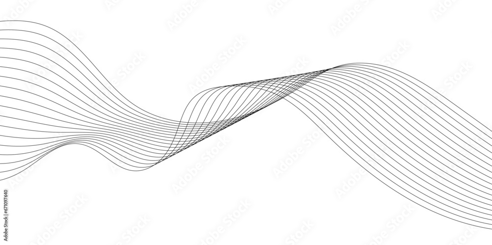 Abstract wavy grey technology lines on transparent background. Abstract ...