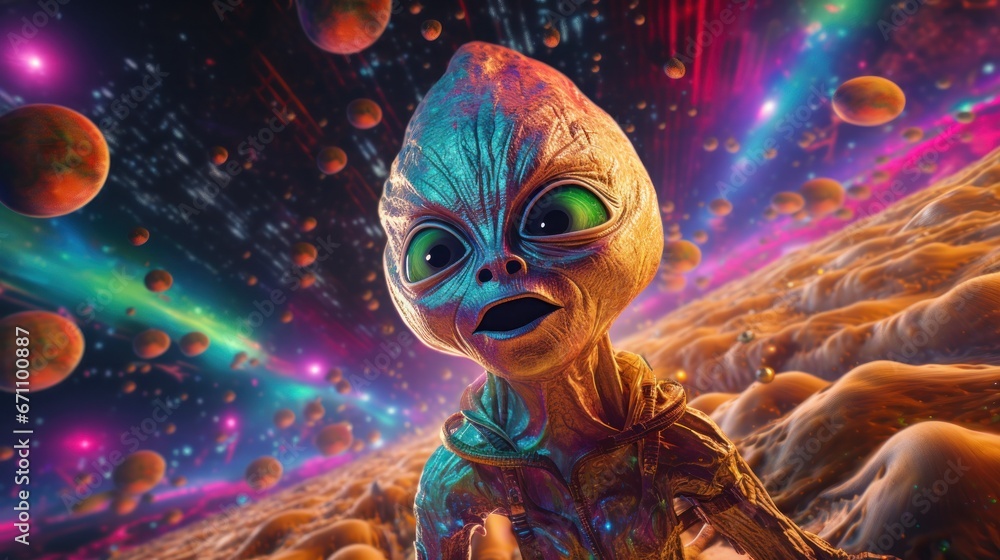 An otherworldly creature from a far-off galaxy dances among the vibrant ...