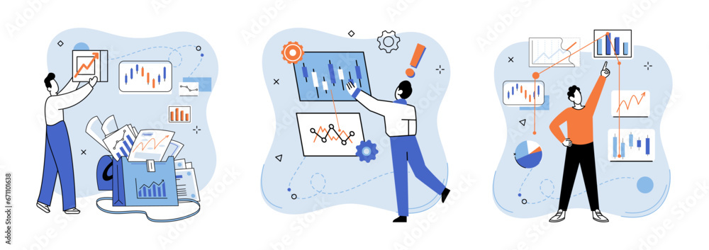 Technical analysis. Vector illustration. Identifying and predicting ...