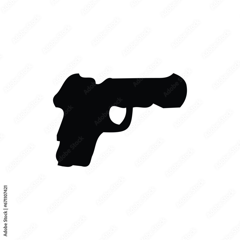 Pistol icon. Simple style gun shop poster background symbol. Pistol ...
