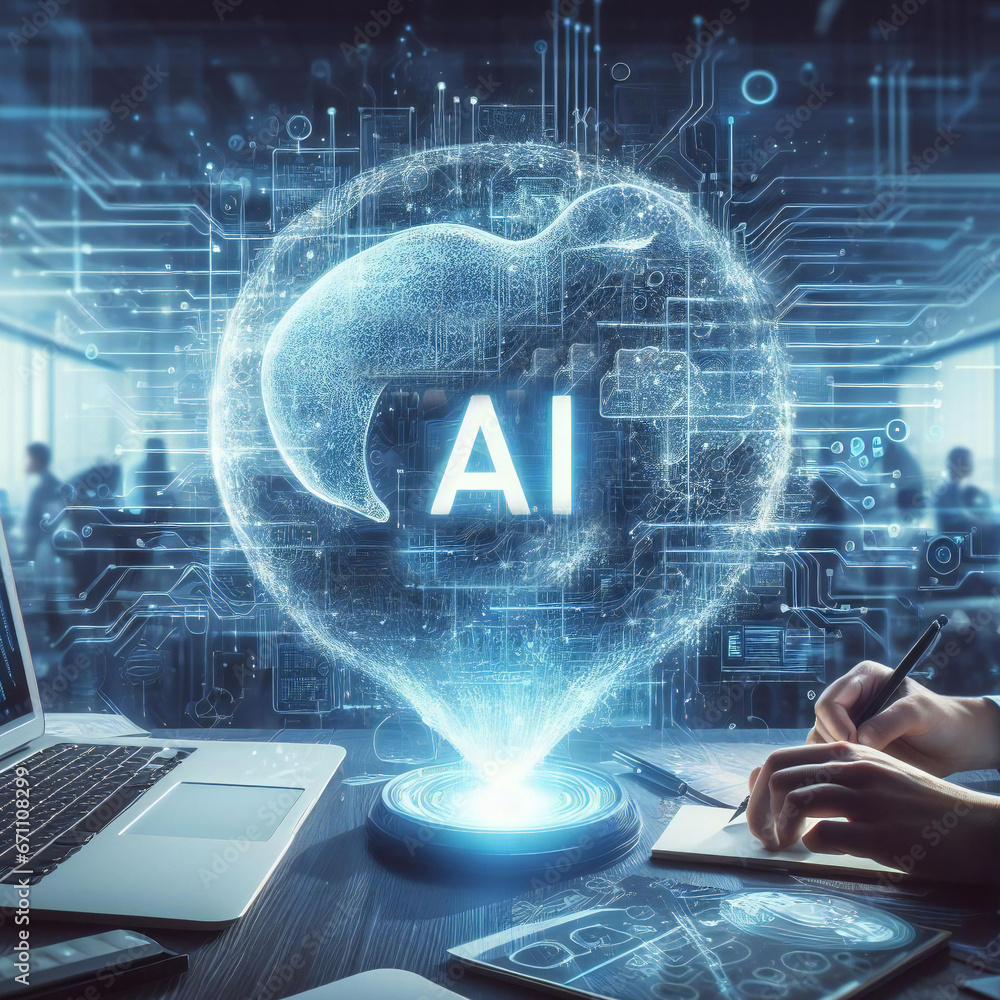 Big data AI dot concept symbolizes the amalgamation of AI and advanced ...