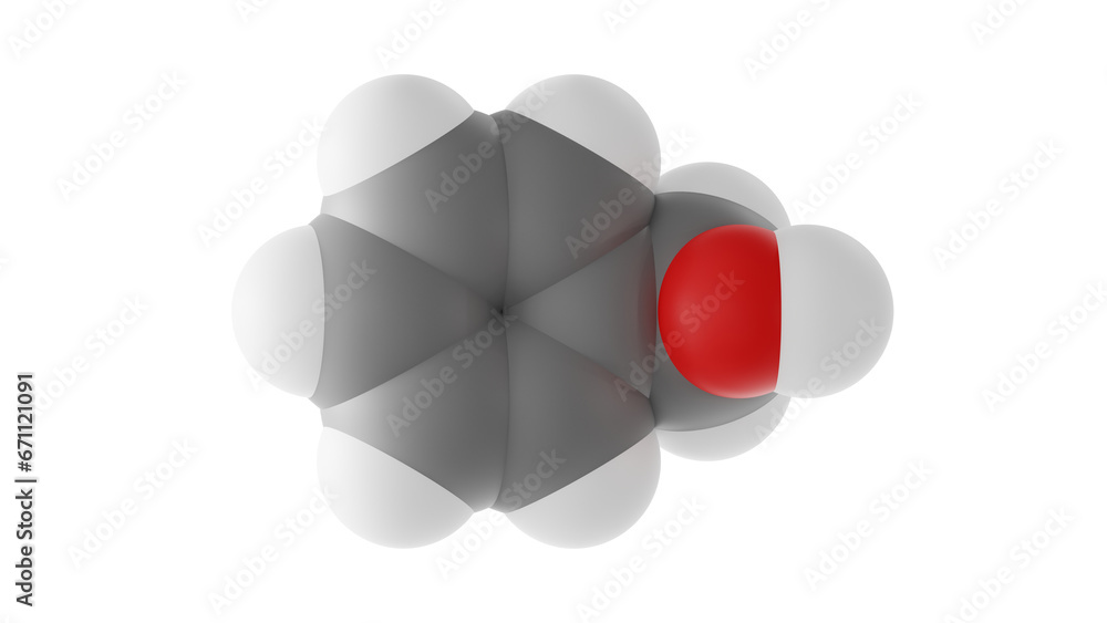 benzyl alcohol molecule, a-cresol, molecular structure, isolated 3d ...